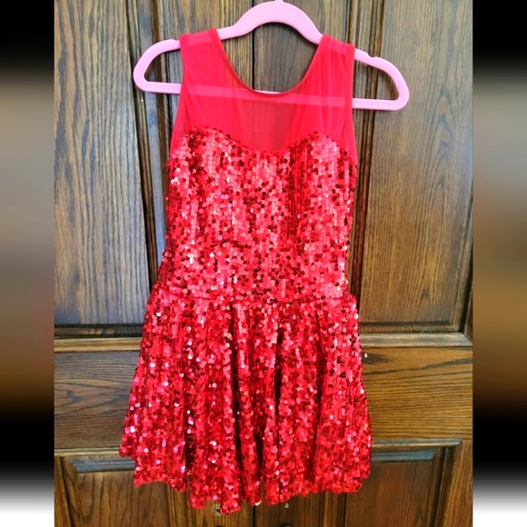 Dresses | Red Sequin Leotard Dress | Poshmark